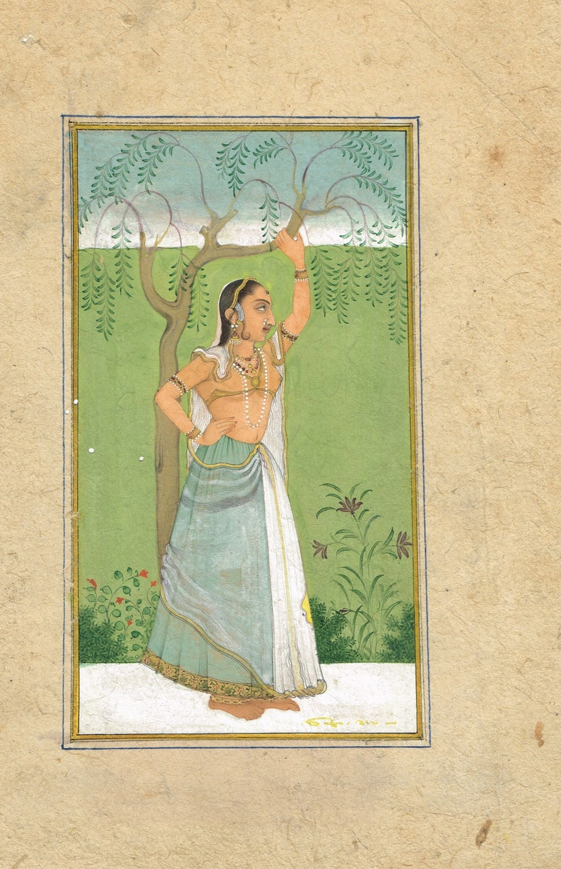 Mughal Empress Nur Jahan Miniature Painting: Handmade Fine Art Portrait ...