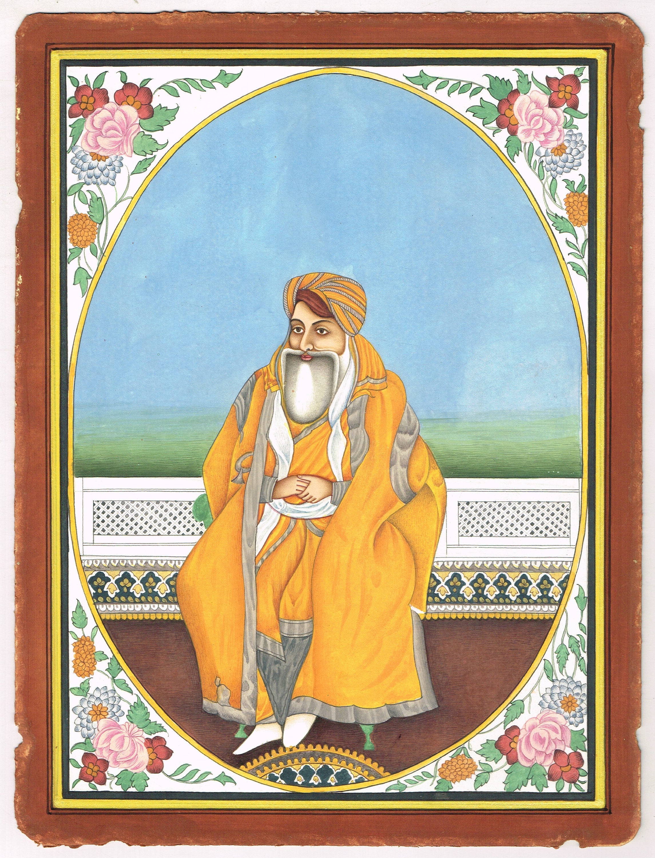 Sikh Miniature Painting of Sikh Guru Maharaj Sikh Holy Man Painting on ...