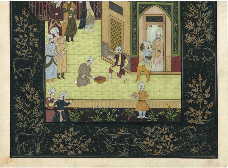 Persian Painting Hand Miniature Fine Art of Persia Court Scene 15.5x21 ...