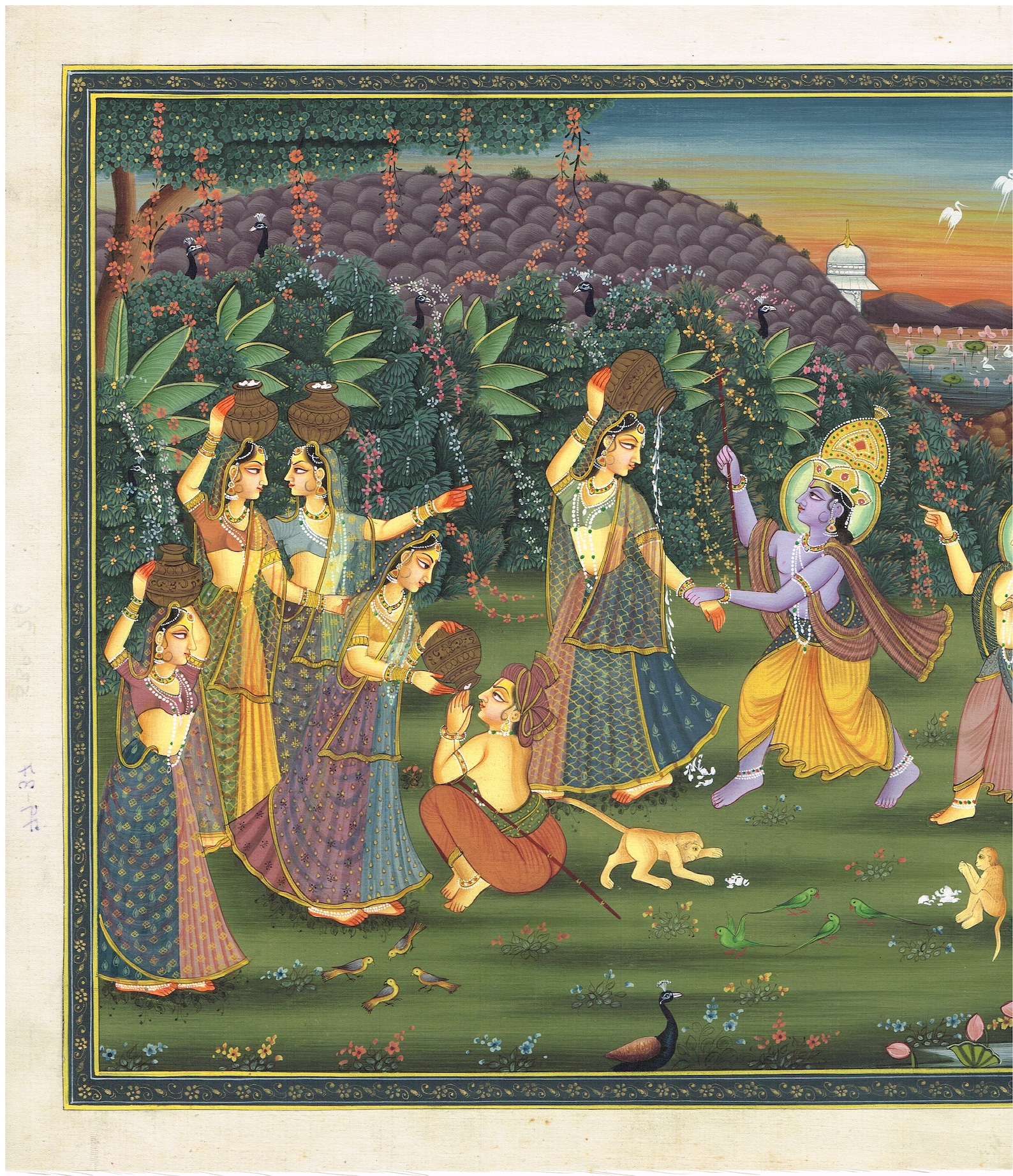 Radha Krishna Painting of Krishna Ras Leela Art on Cloth 17.5x13.5 ...