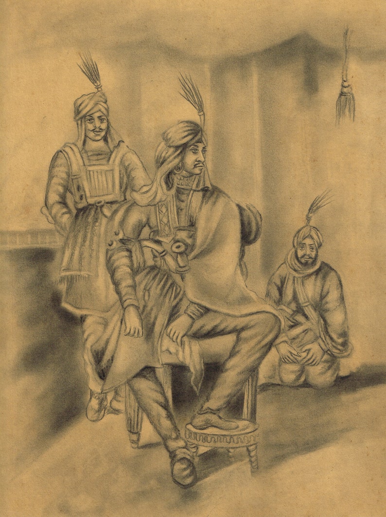 Sikh Maharaja Duleep Singh Drawing Sketch Art on Paper | Handmade ...