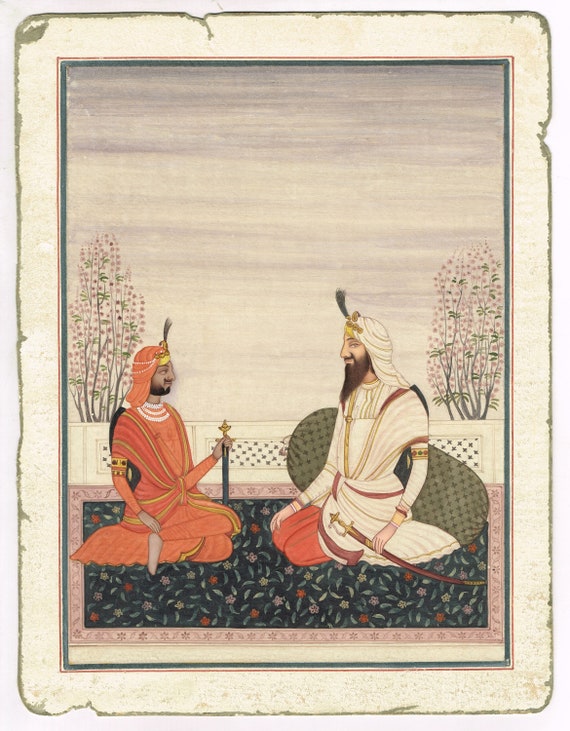 Miniature Portrait Painting of Kanwar Nau Nihal Singh With | Etsy
