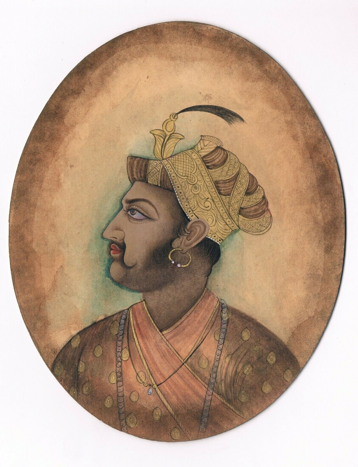 Mughal Emperor & Empress Miniature Portrait Painting: Jahangir, Nur ...