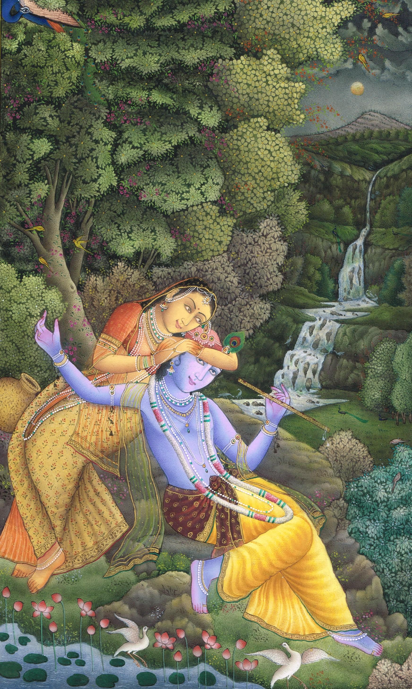 Handmade Radha Krishna Painting: Hindu God Art on Plate (5x8 Inches) - Etsy