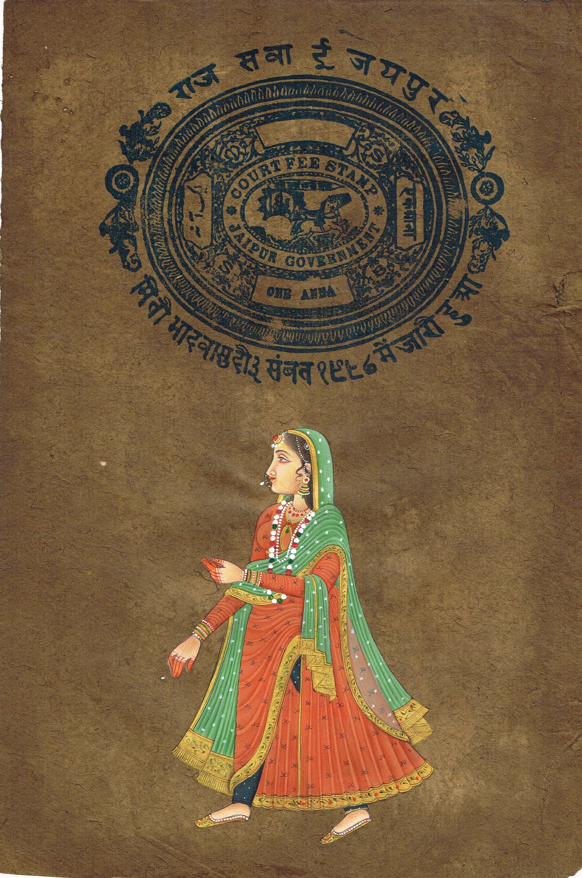 Indian Miniature Painting of Rajput Queen of Jaipur Fine Art on Old ...