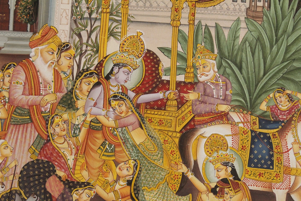 Radha Krishna Painting of Krishna Left Vrindavan Scene Art on - Etsy ...