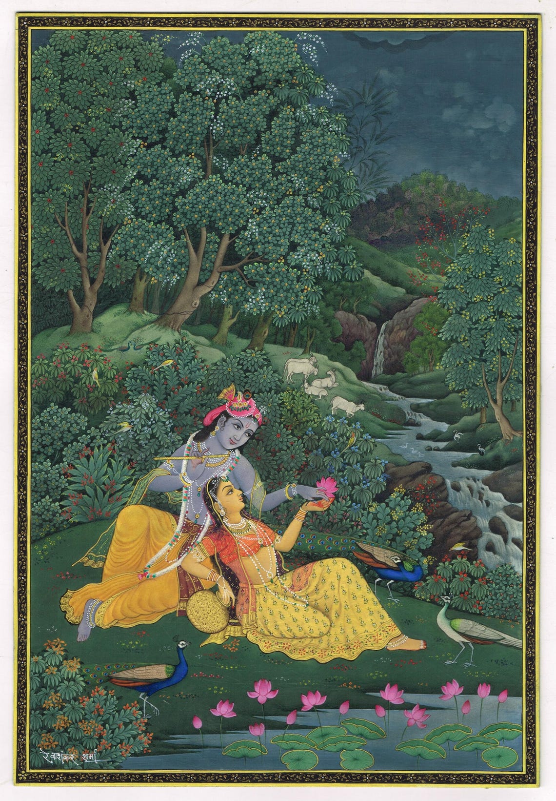 Handmade Radha Krishna Painting: Hindu God Art on Plate (6x9 Inches) - Etsy