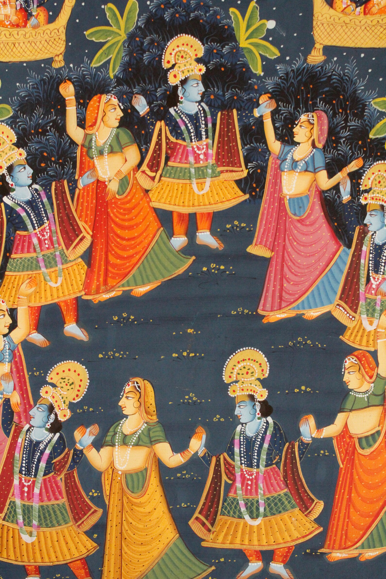 Krishna Ras Leela Painting of Lord Krishna and Radha Dancing With Gopis ...