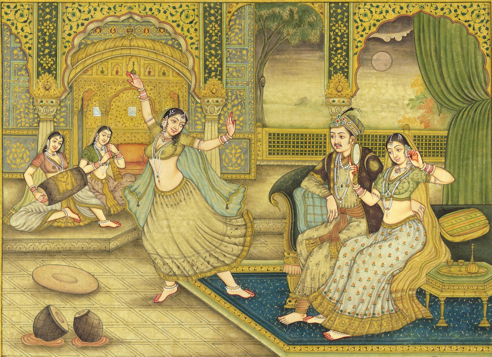 Indian Painting of Emperor Akbar and Empress Jodha Bai Enjoying Music ...