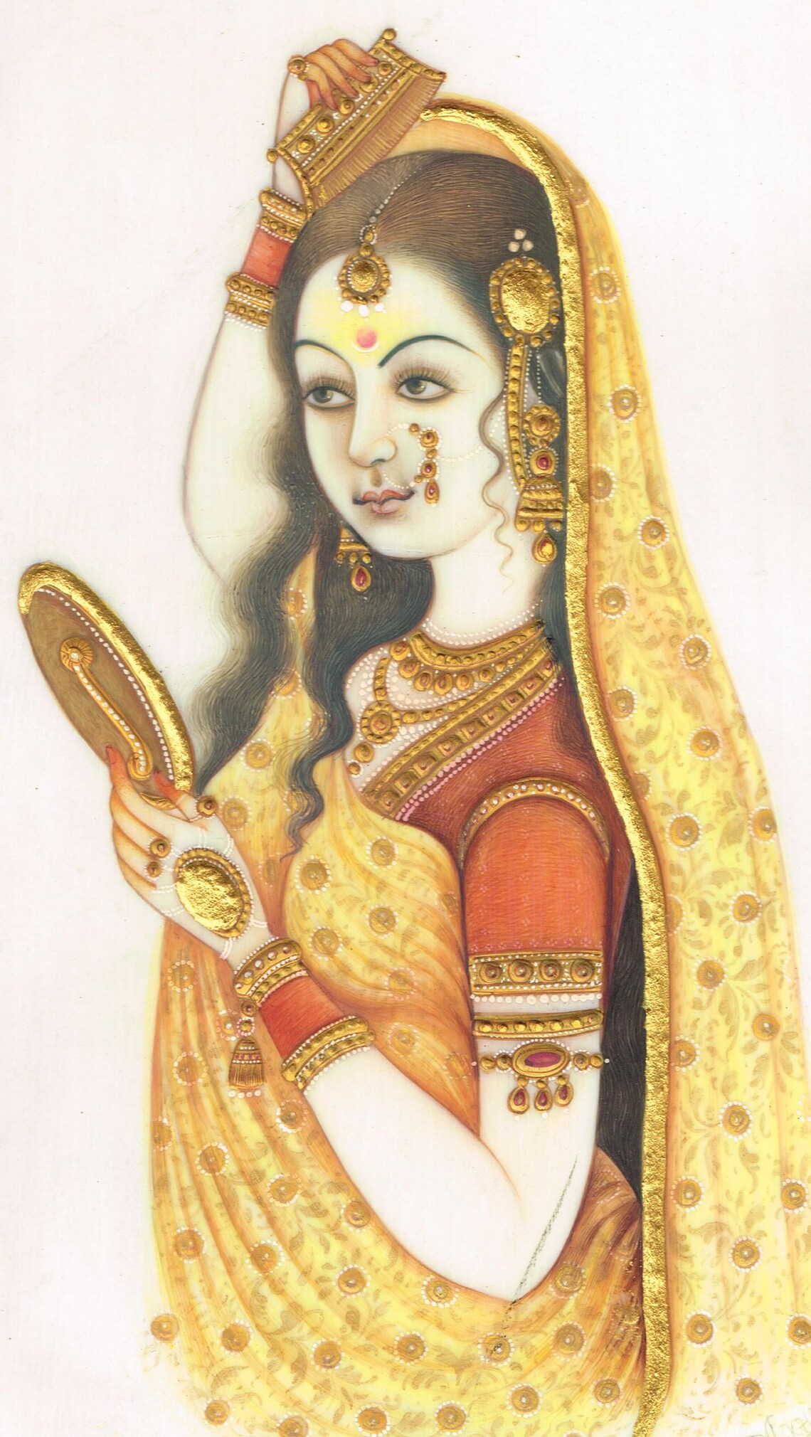 Handmade Rajput Queen Miniature Painting: Indian Home Decor (3.5x6 ...