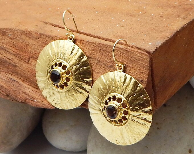 925 Sterling Silver Gold Plated Gemstone Earring Handmade - Etsy