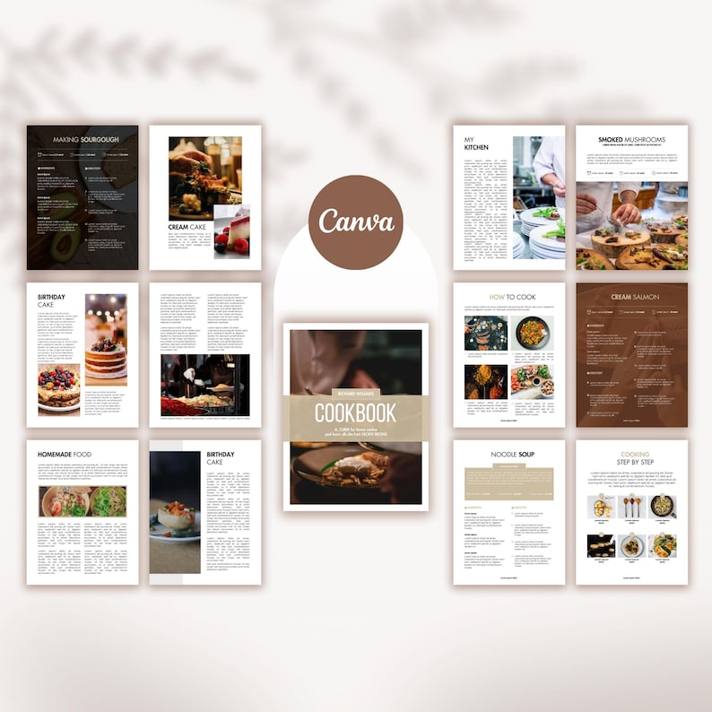 Canva Editable Cookbook Template | Recipe Template - Etsy