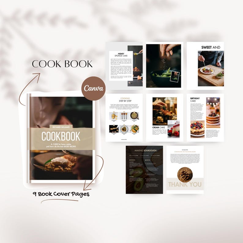 Canva Editable Cookbook Template | Recipe Template - Etsy