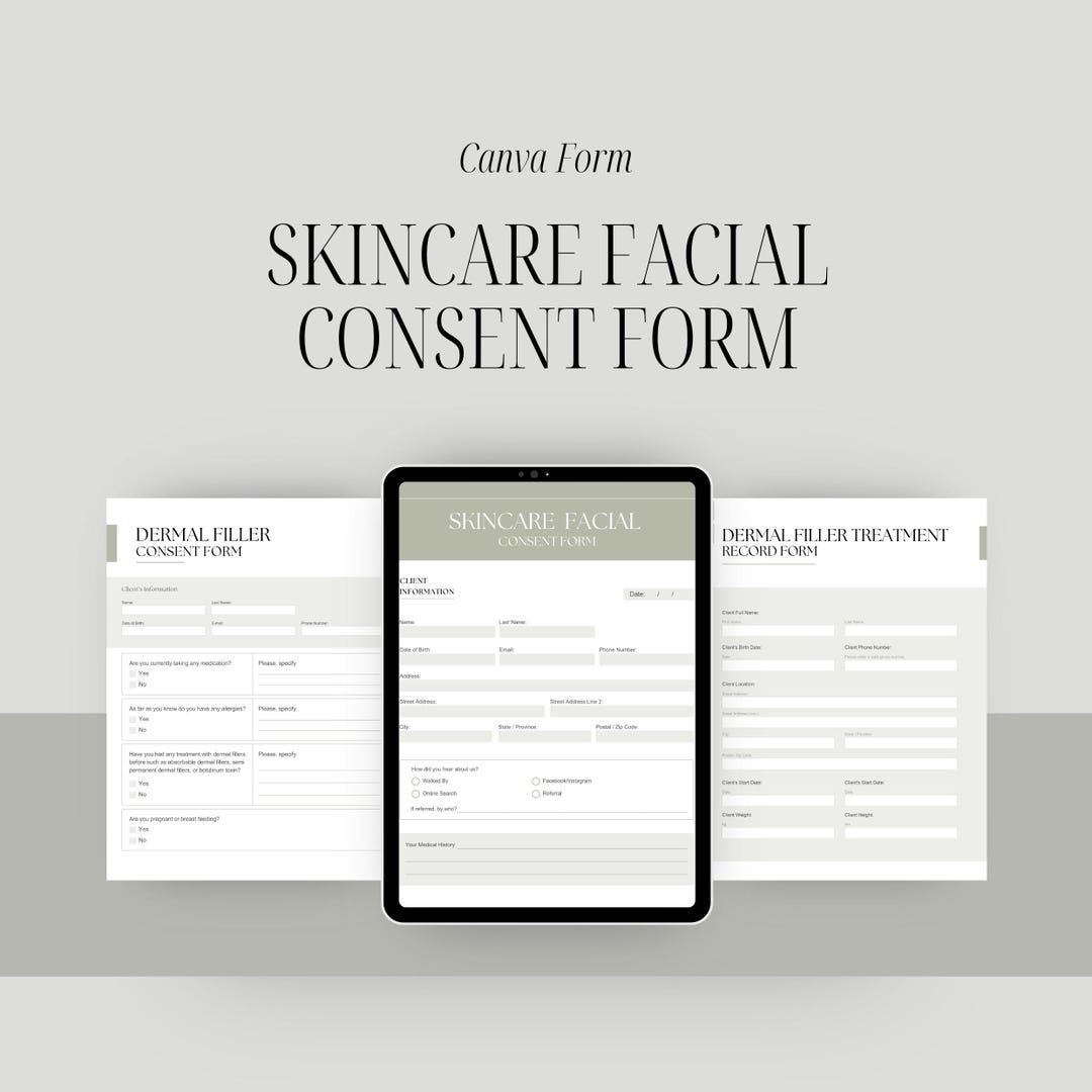 Dermal Filler Consent and Treatment Forms Canva Editable Templates - Etsy