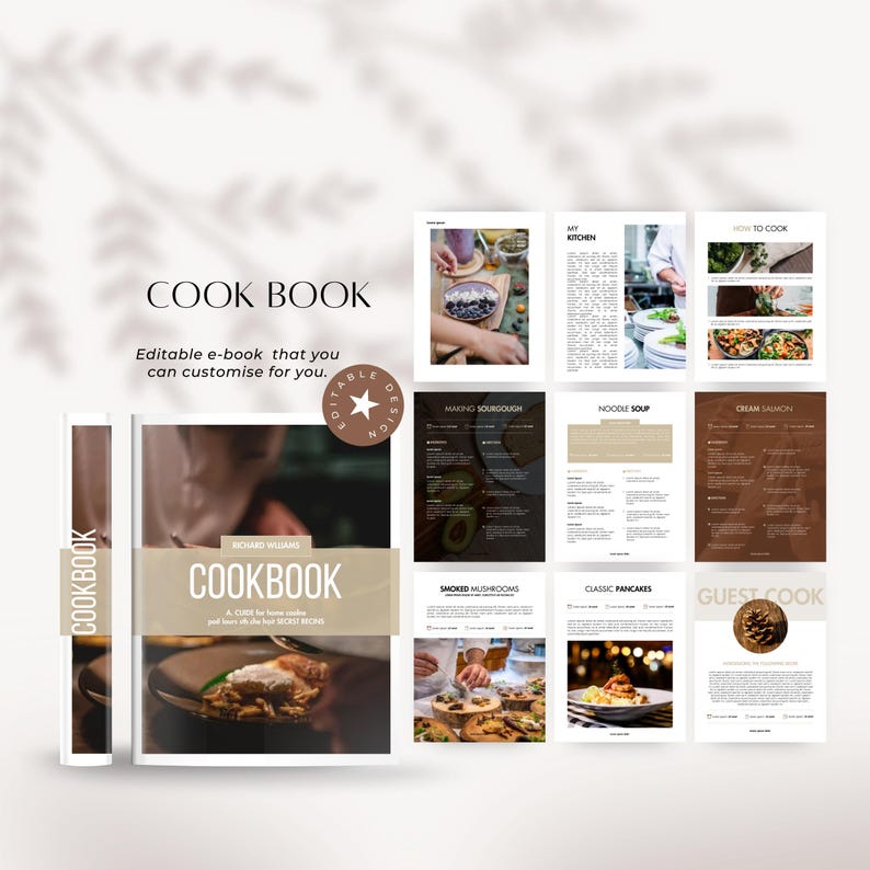 Canva Editable Cookbook Template | Recipe Template - Etsy