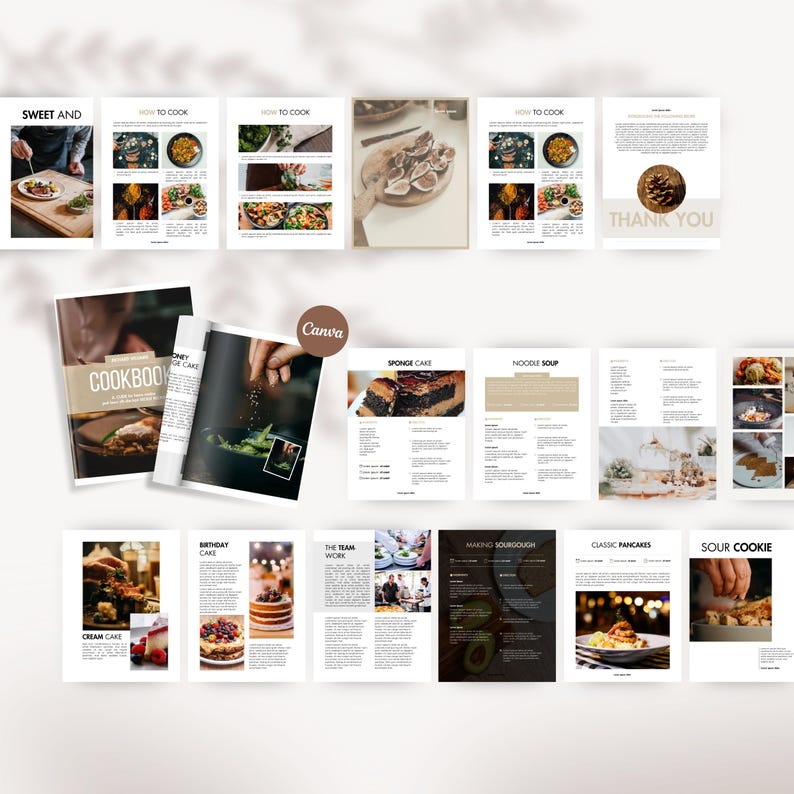 Canva Editable Cookbook Template | Recipe Template - Etsy