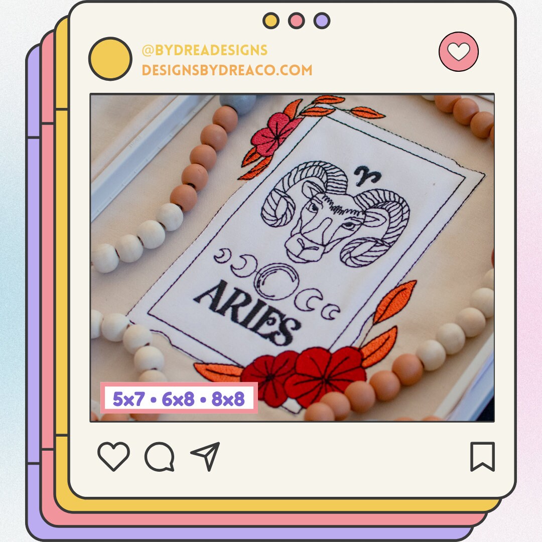 Aries Tarot Card Applique Embroidery Design - Digital Download - Etsy
