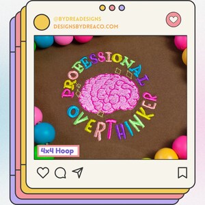 Professional Overthinker Embroidery Design - Digital Download - Etsy