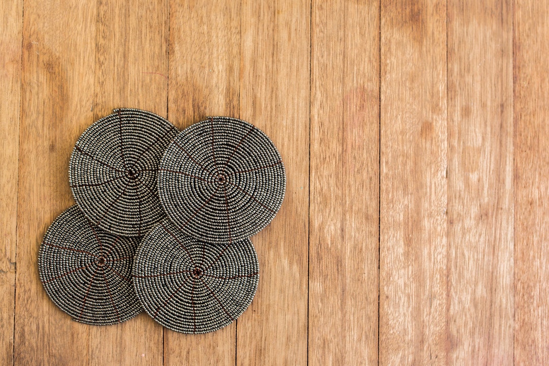 BACK IN STOCK Putu Set Set of 4 Beaded Coasters - Etsy