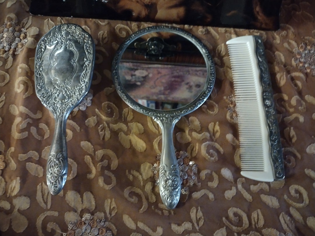 Victorian Style Magic Mirror, Brush and Comb Set-witches Vanity Set - Etsy