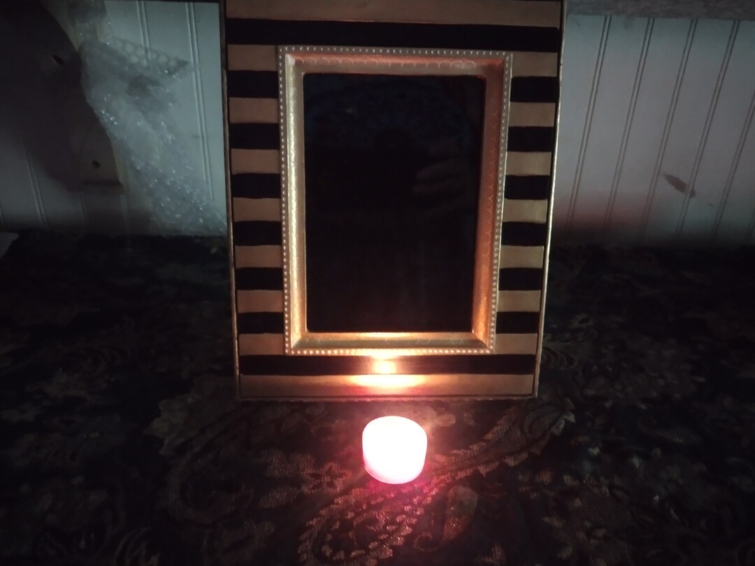 Egyptian Style Scrying Mirror: Black & Gold Altar Decor-handmade - Etsy
