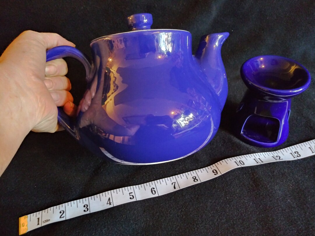 Vintage Blue Teapot or Oil Warmer, Kitchen Decor - Etsy