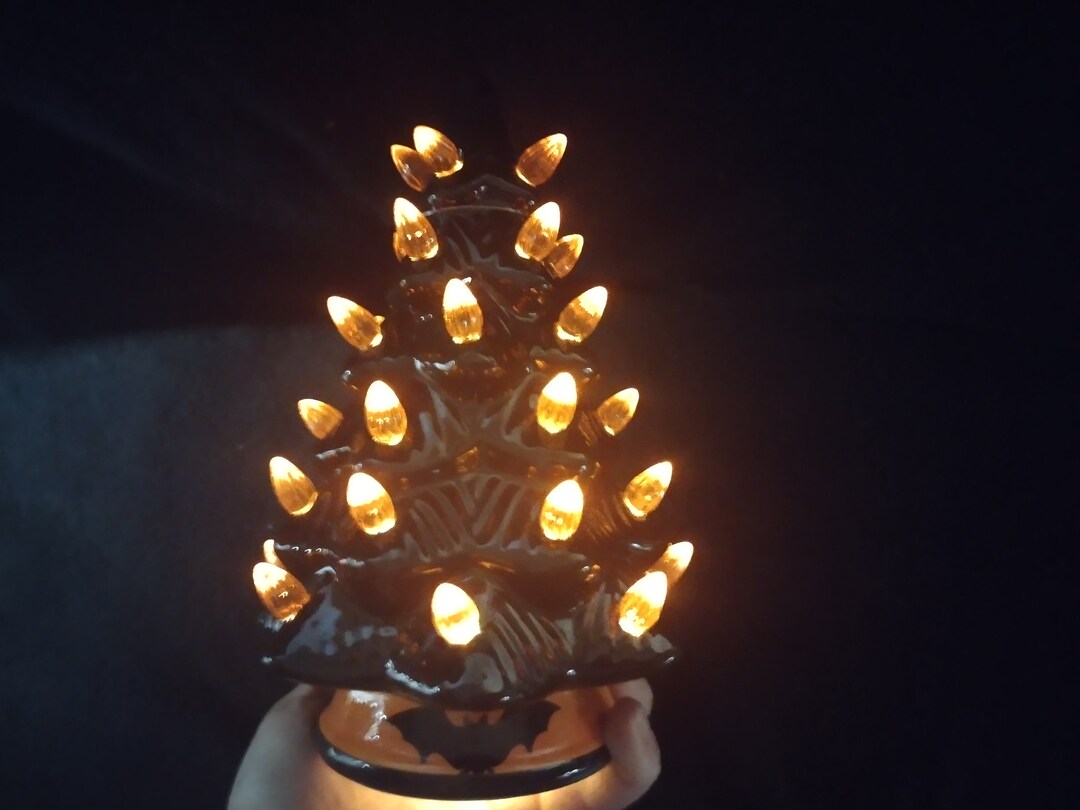 Black Tree-halloween Tree-black Lighted Ceramic Tree-christmas Tree ...