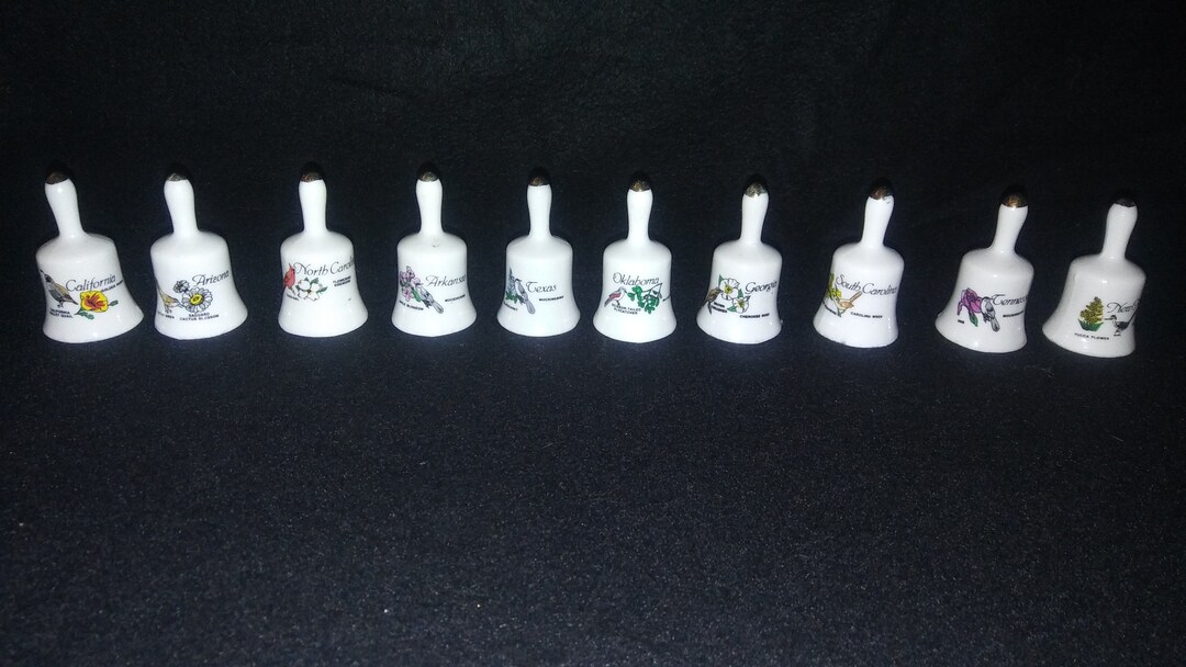Mini Porcelain State Bells-set of 10 Collectible Bells-altar Bells ...