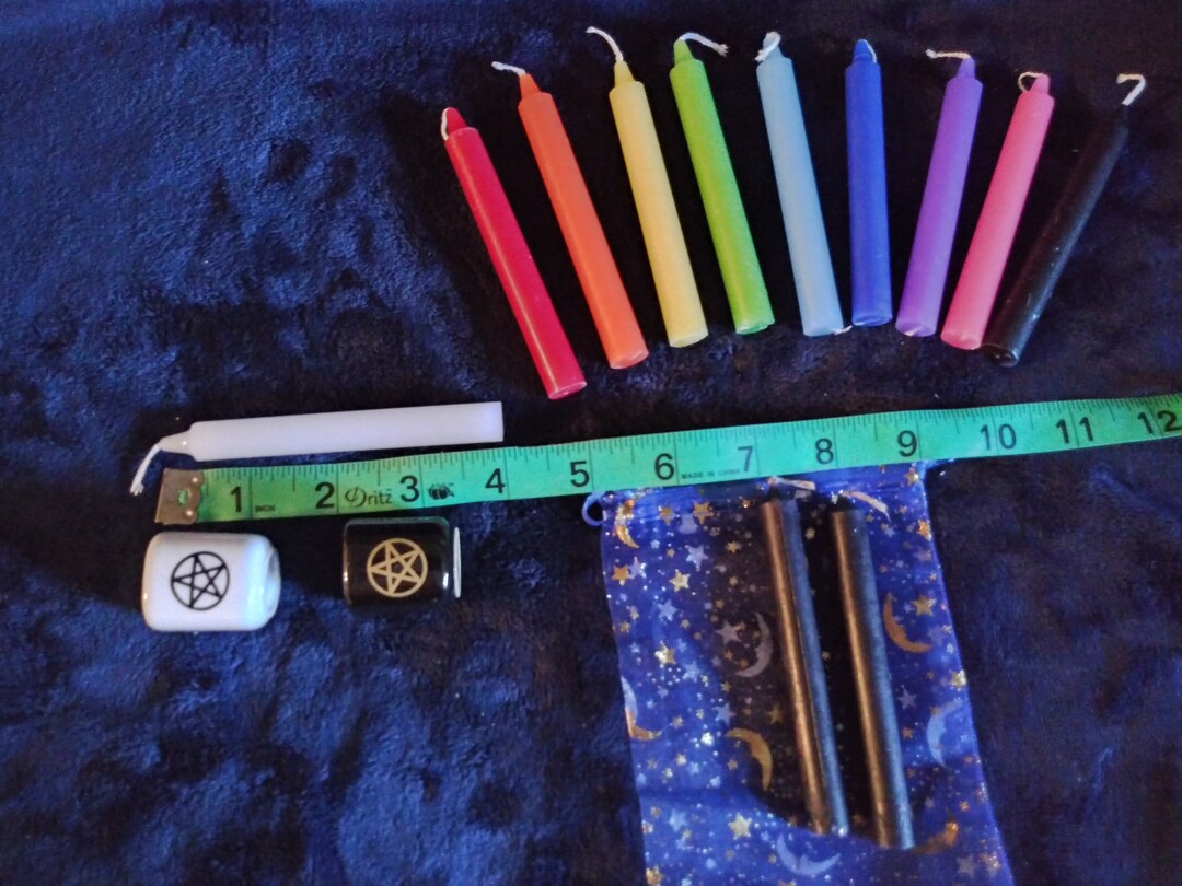 Blessed Spell Candles Set-10 Assorted Color Spell Candles & 2 Versatile ...