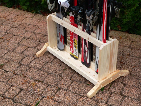 Twin Tip 4 Wooden Ski Freestanding Rack for 4 Pairs of Skis - Etsy