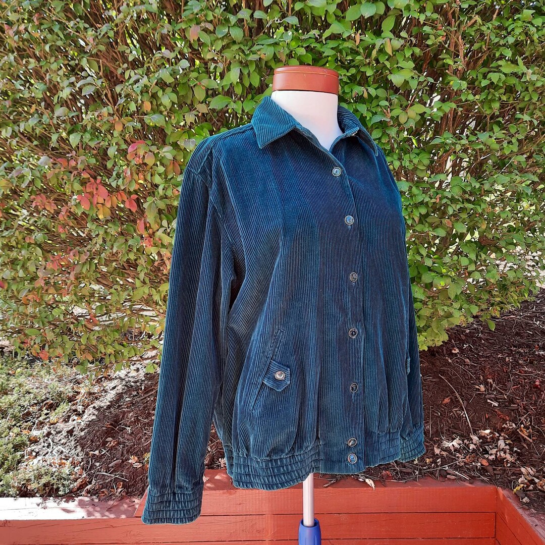Vintage Y2K Wide Wale Corduroy Button Down Jacket Blazer Pine Green ...
