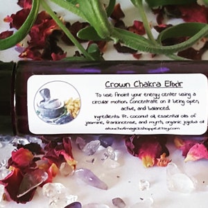 Crown Chakra Elixir, Chakra Oil, Crystal Infused Oil, Essential Oil ...