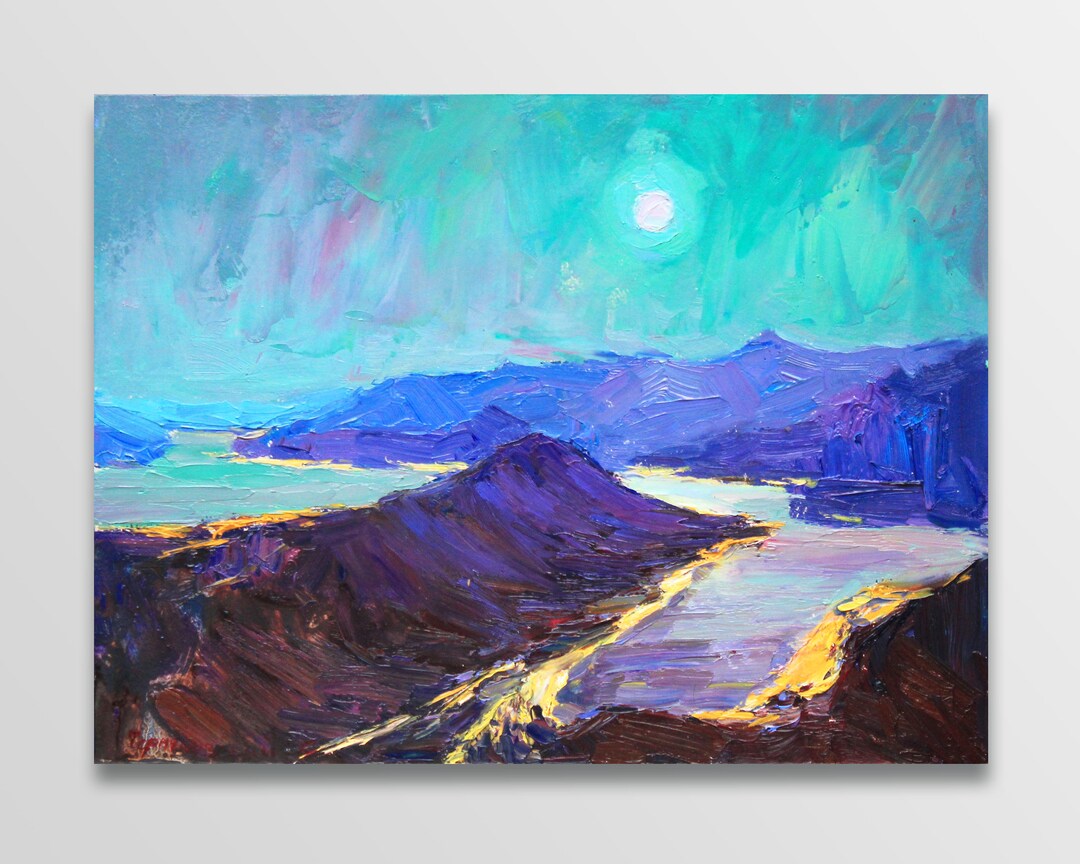 Plein Air Oil Painting Original, Night Landscape Impressionism Art ...