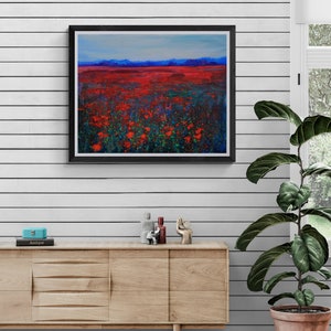 Poppy Field - Abstract Landscape Oil Painting, Red Painting in ...