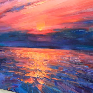 Large Painting on Canvas Original, Ocean Art, Coastal Canvas Wall Art ...