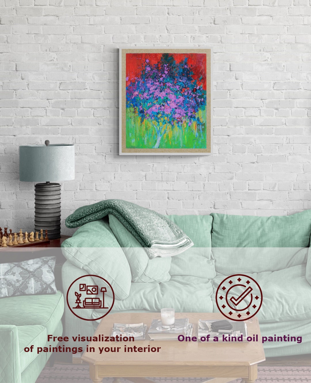 Oil Painting Original, Blooming Art, Apple Tree, Spring Trees, Oil on ...