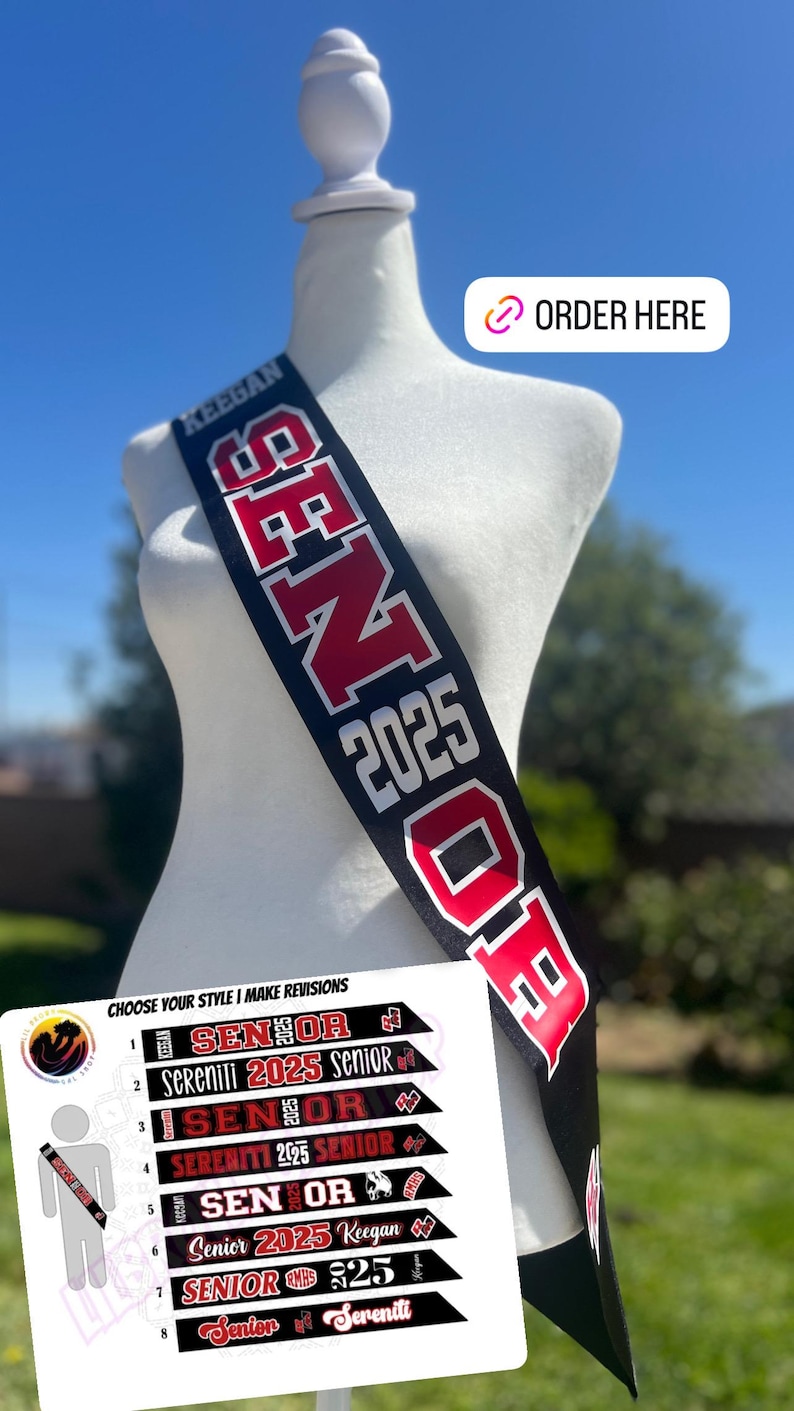 Custom Senior Sash | Sports, School Logos, Full Color Photos - Etsy