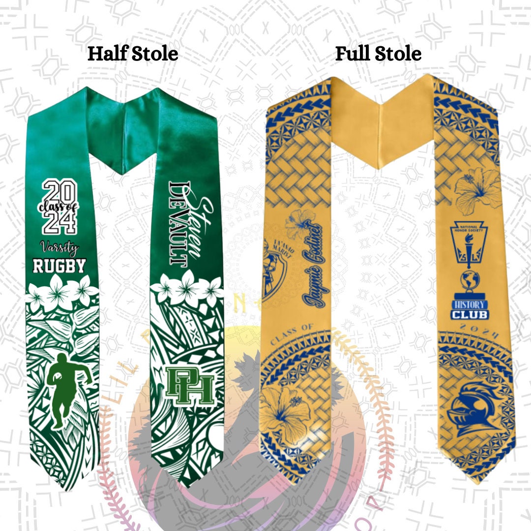 Graduation Stole Tribal Flags Sports Honors Polynesian Inspired High ...