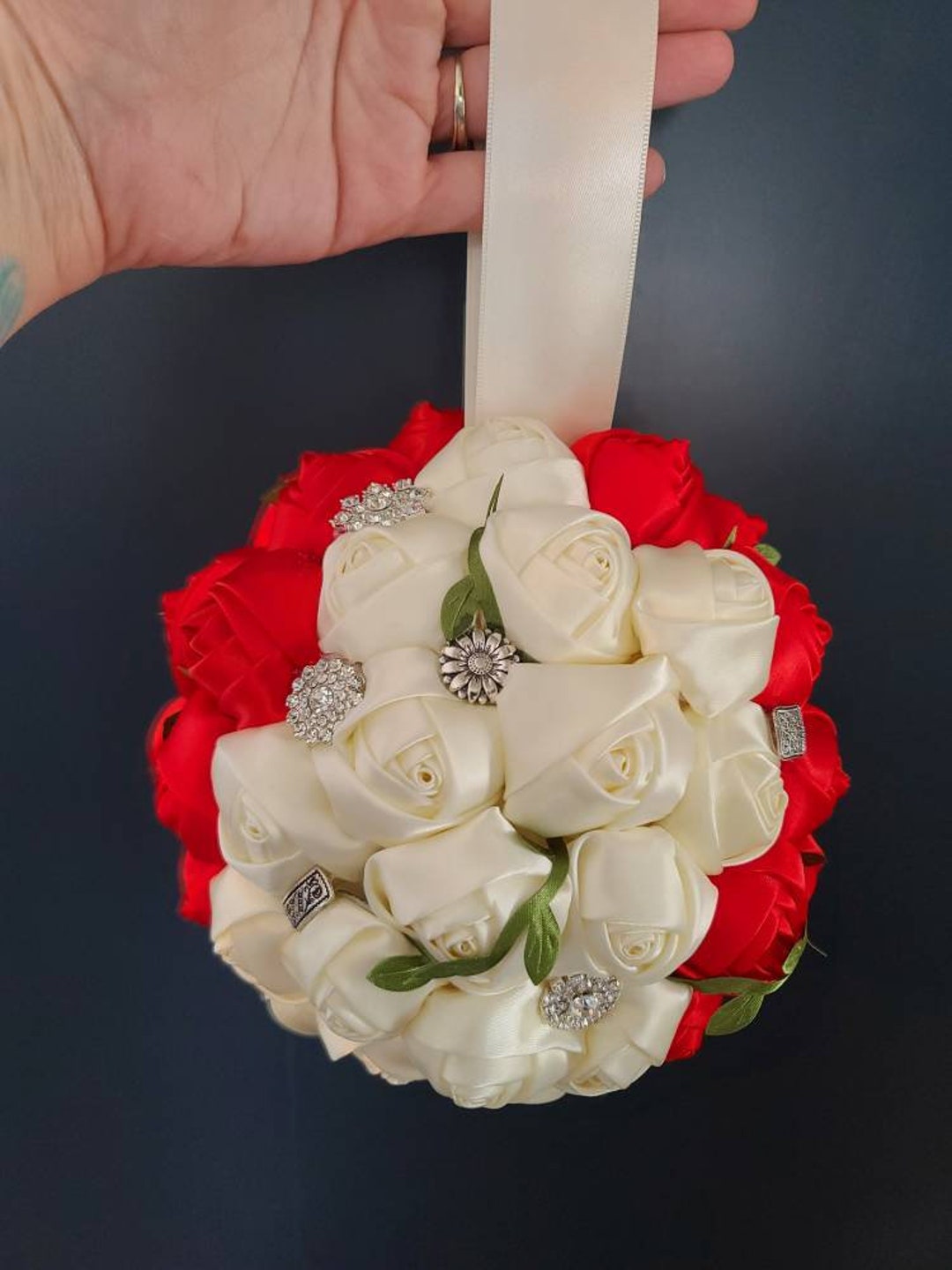 Rose Pomander/ Vintage Button and Rhinestone Pomander/ Kissing Ball ...