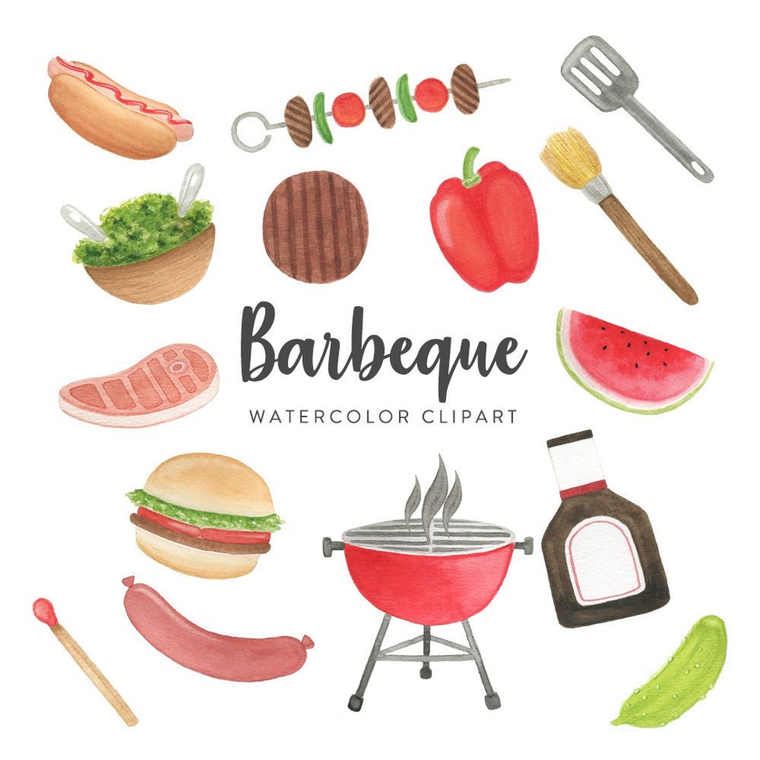 BBQ Clipart, Cookout Clipart, Grill, Barbecue Clipart, Party Food ...