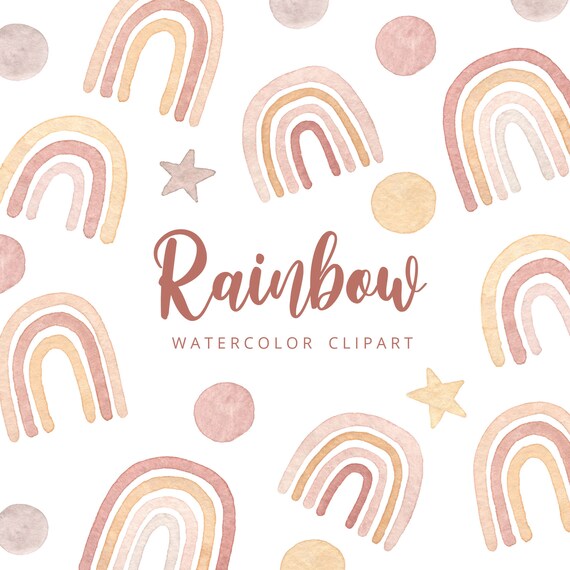 Pastel Rainbow Watercolor Clipart Baby Shower Clip Art - Etsy