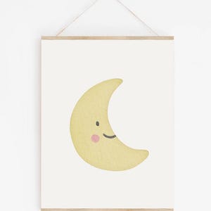 Gender Neutral Cloud Moon and Sun Set of 3 Prints, Boy Nursery Decor ...
