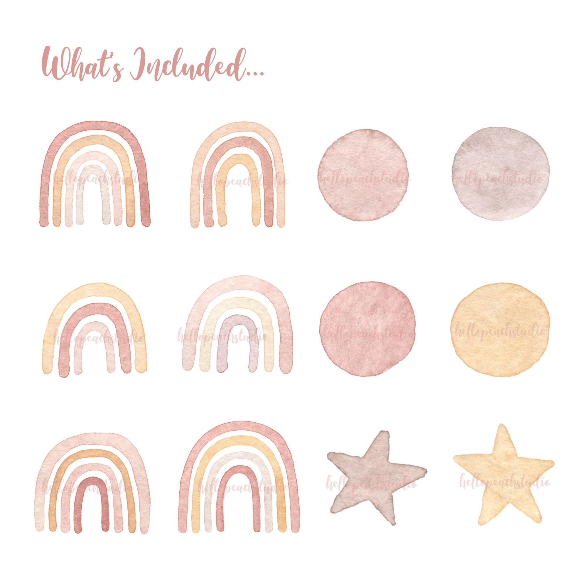Pastel Rainbow Watercolor Clipart, Baby Shower Clip Art, Instant ...