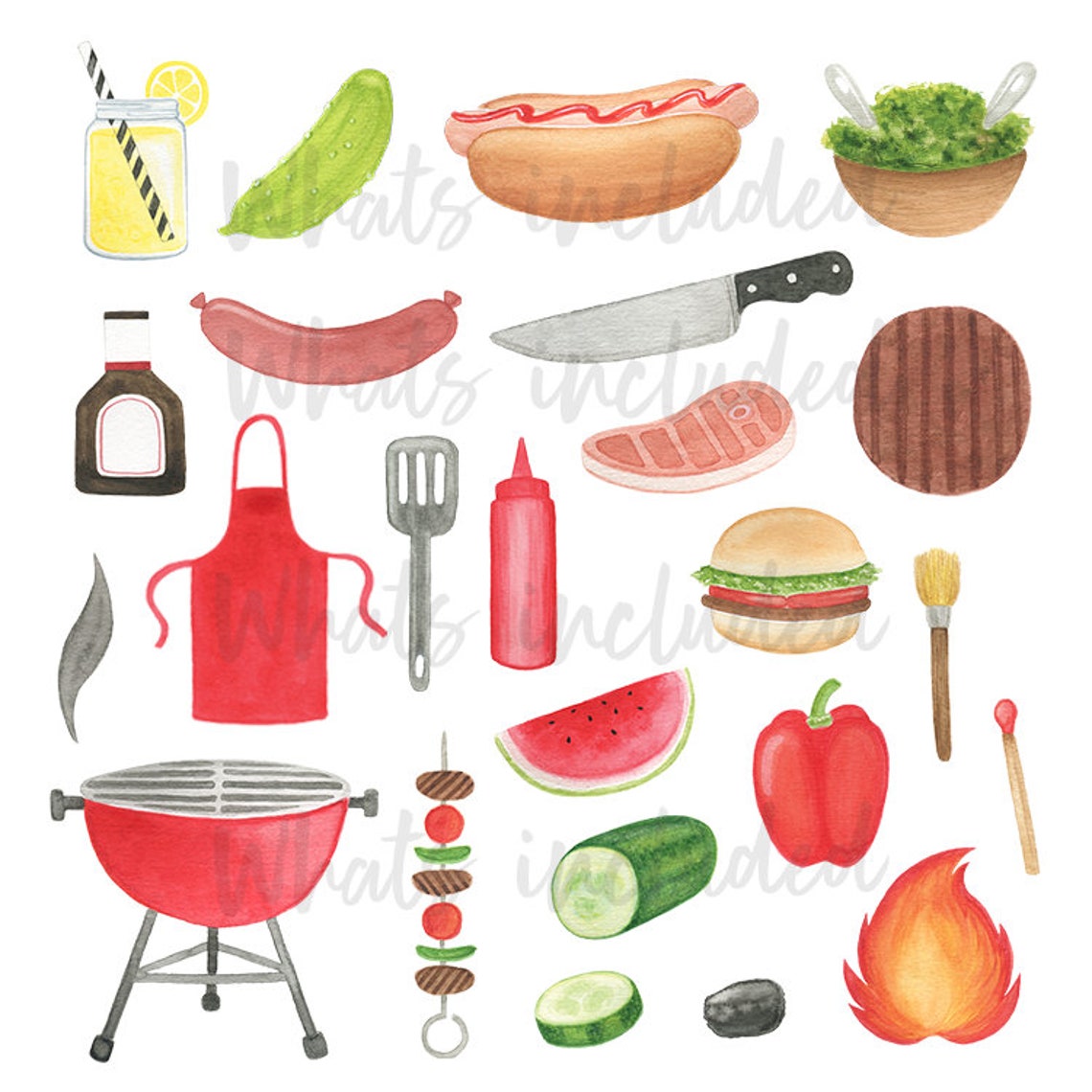 BBQ Clipart, Cookout Clipart, Grill, Barbecue Clipart, Party Food ...