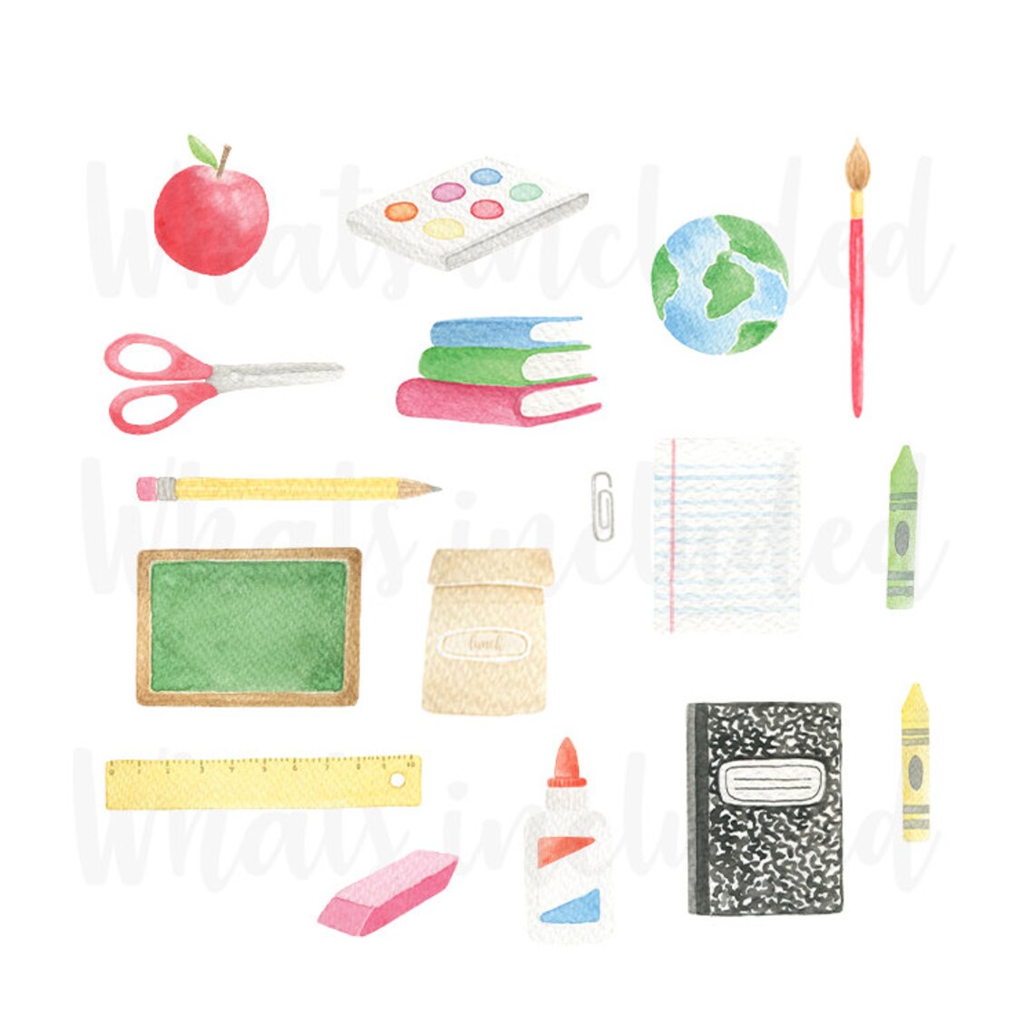 Watercolor School Clipart, Teacher Clipart, School Clip Art, Back to ...