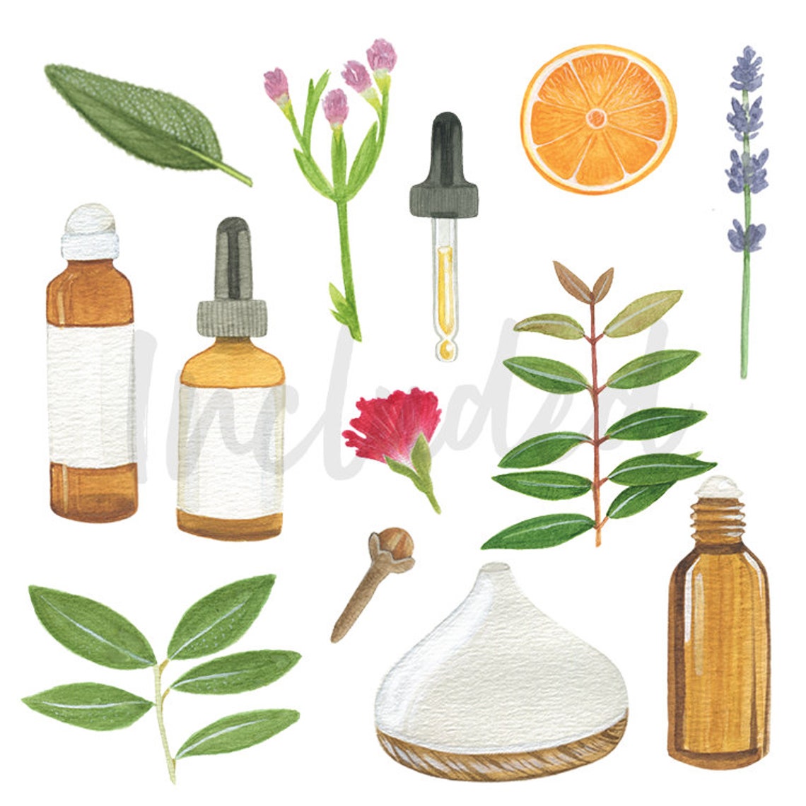 Essential Oil Clip Art - Oil Clip Art, Watercolor Clipart, Relaxation ...
