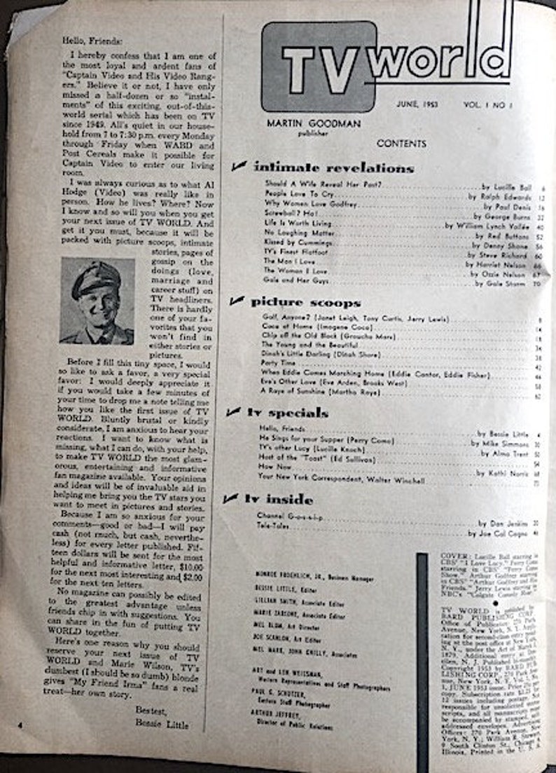 TV World Magazine With Lucille Ball Cover June 1953 - Etsy