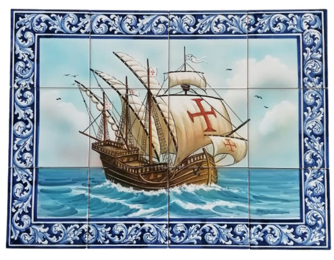 Portuguese Ship Tile Backsplash Hand Painted Kiln Fired Indoor/outdoor ...