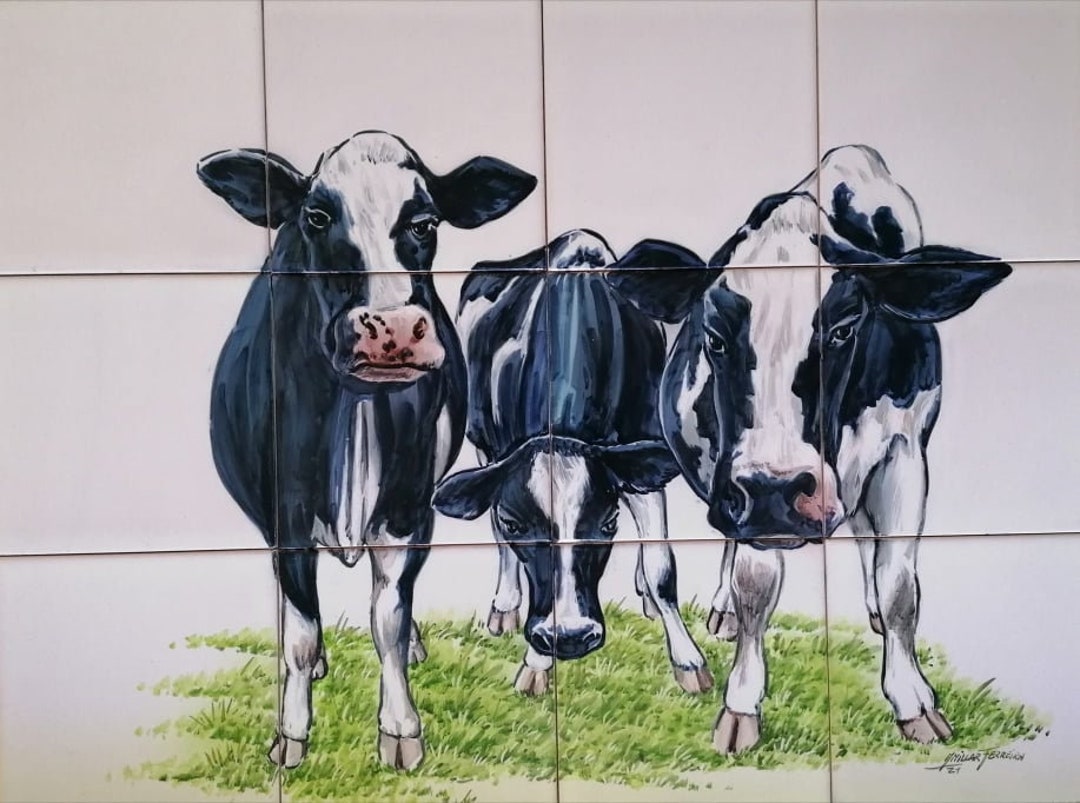 Cow Tile Backsplash Hand Painted Tiles Ref. PT2080 - Etsy