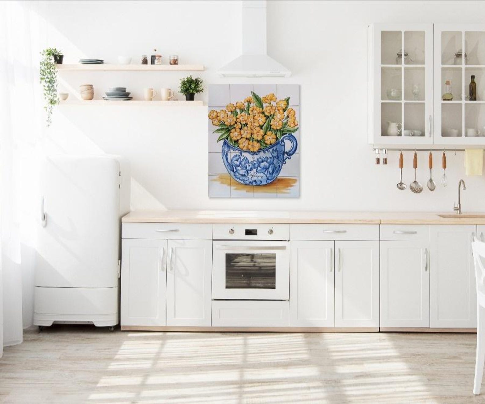 Colourful Tile Mural "yellow Flowers" Portuguese Tiles | Ref. PT2105 - Etsy